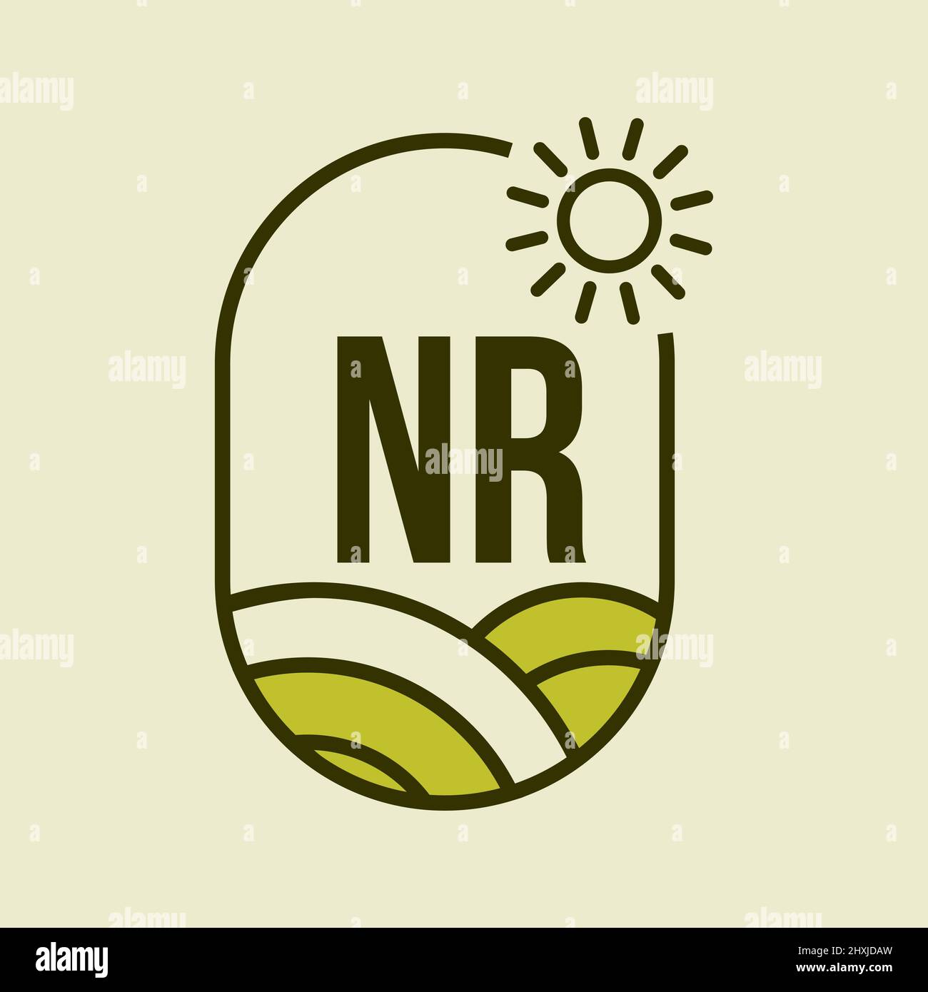 Agriculture Logo On Letter NR Emblem Template. Letter NR Agro Farm ...