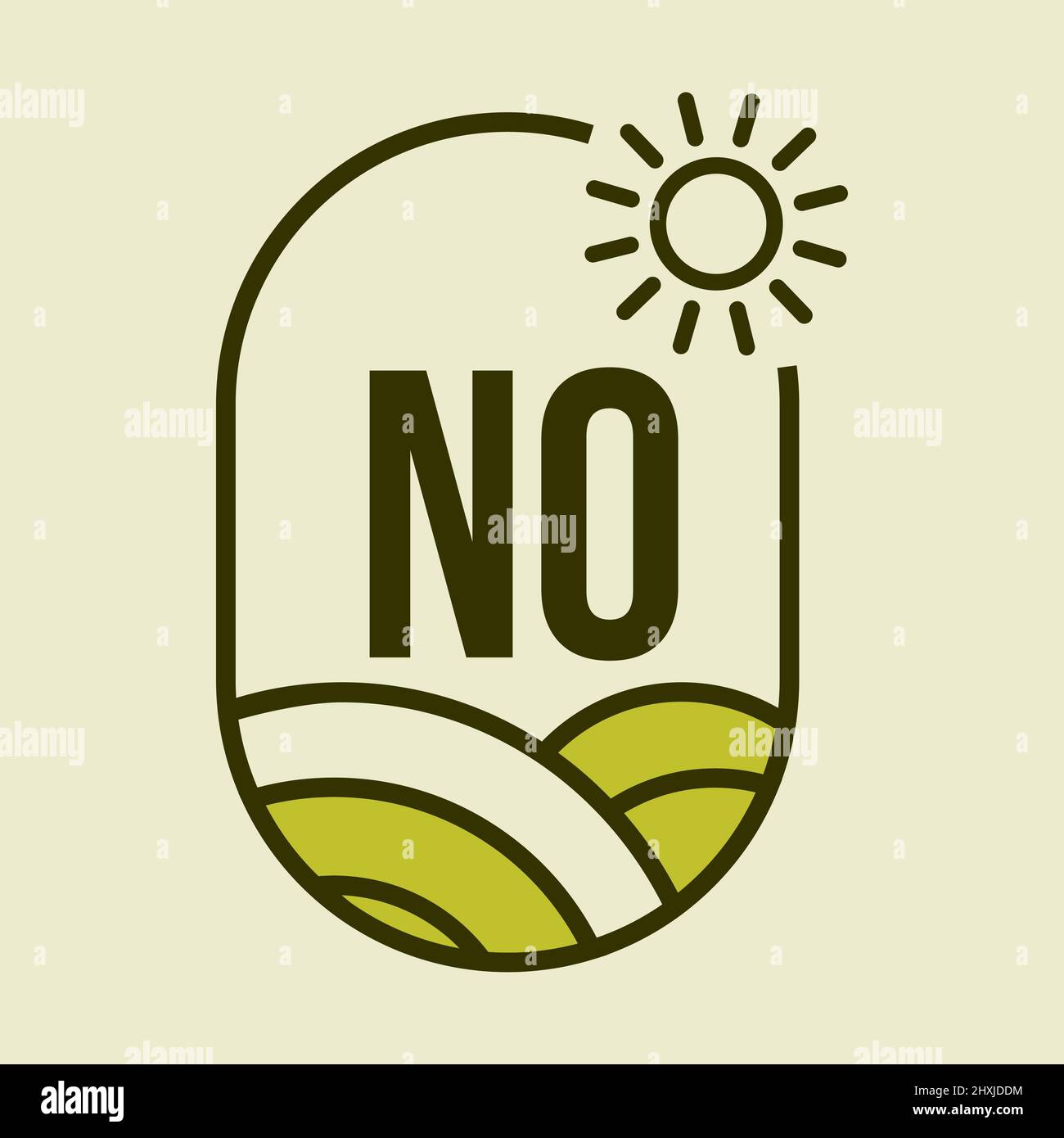 Agriculture Logo On Letter NO Emblem Template. Letter NO Agro Farm ...