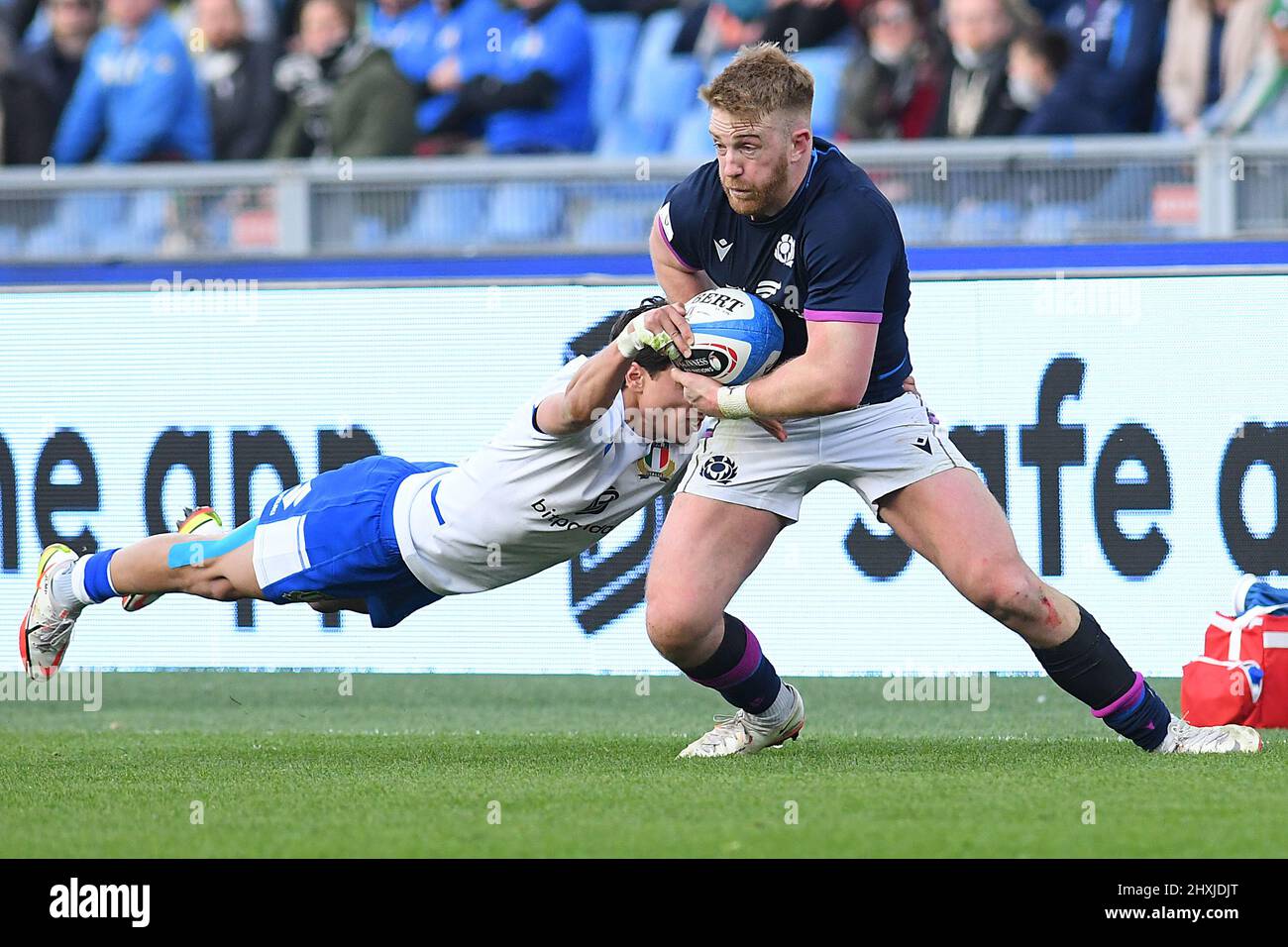 Ange Capuozzo of Italy Chris Harris of Scotland during 6 Nations ...