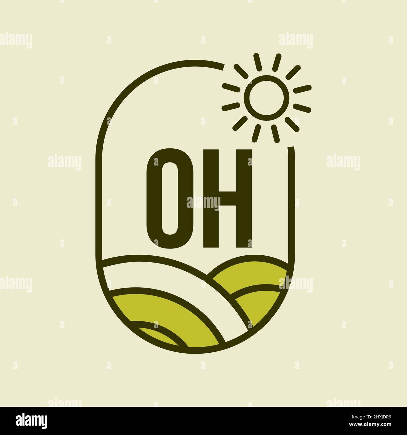 Agriculture Logo On Letter OH Emblem Template. Letter OH Agro Farm ...
