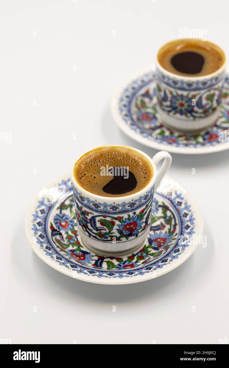 Turkish coffee isolated on white background. Traditional Turkish ...