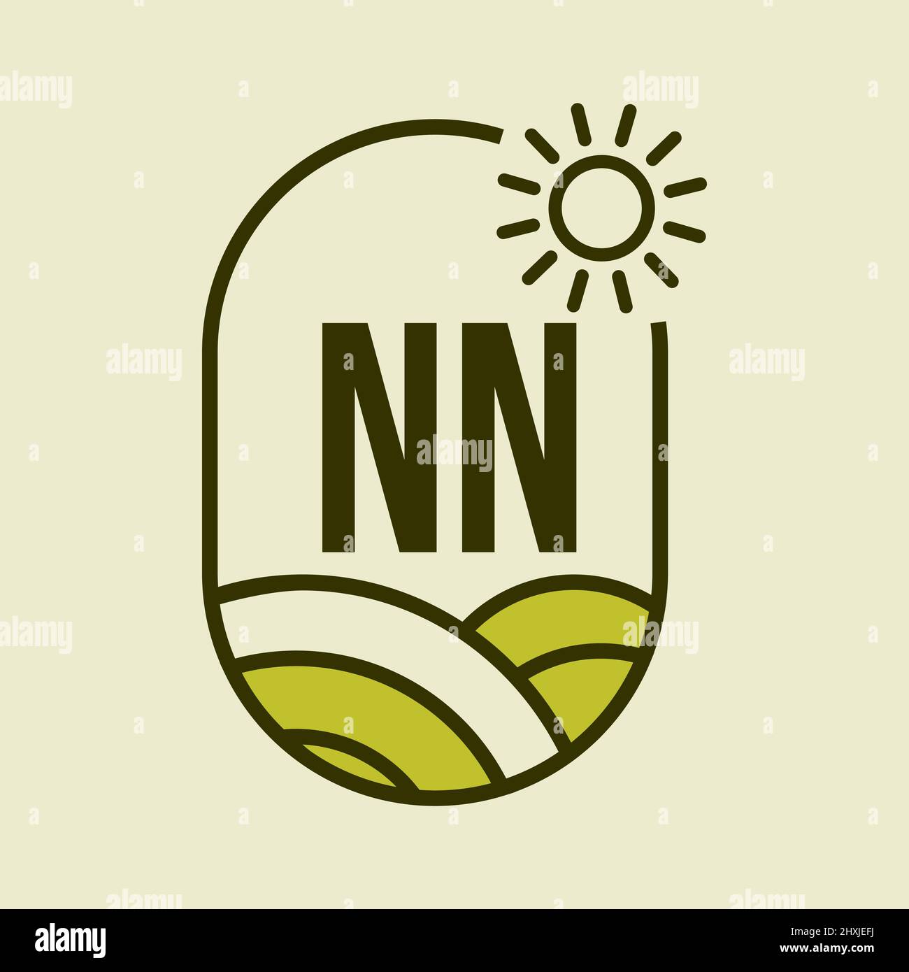 Agriculture Logo On Letter NN Emblem Template. Letter NN Agro Farm, Agribusiness, Eco-farm Sign ...