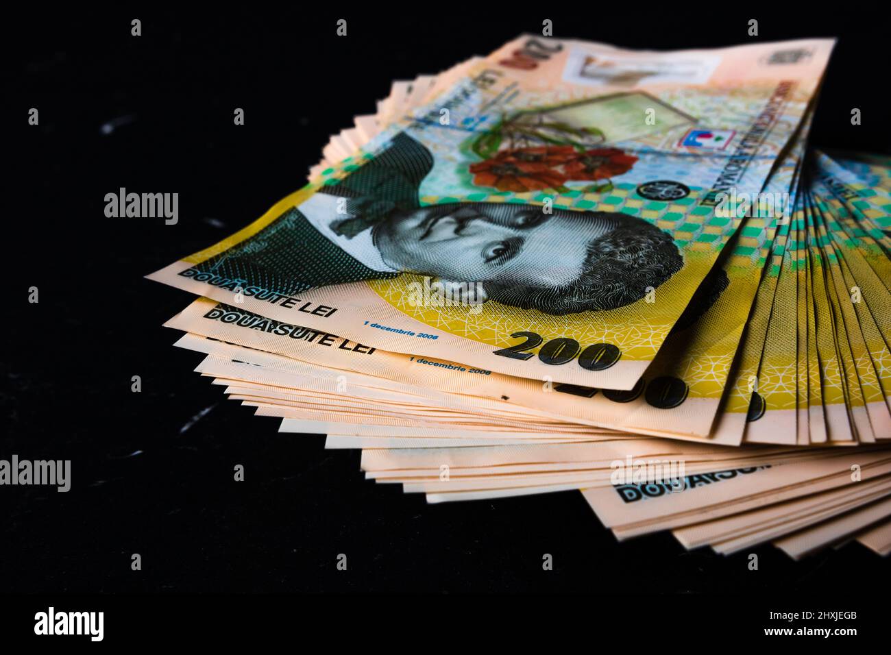 Stack of LEI Romanian money. RON Leu Money European Currency Stock ...