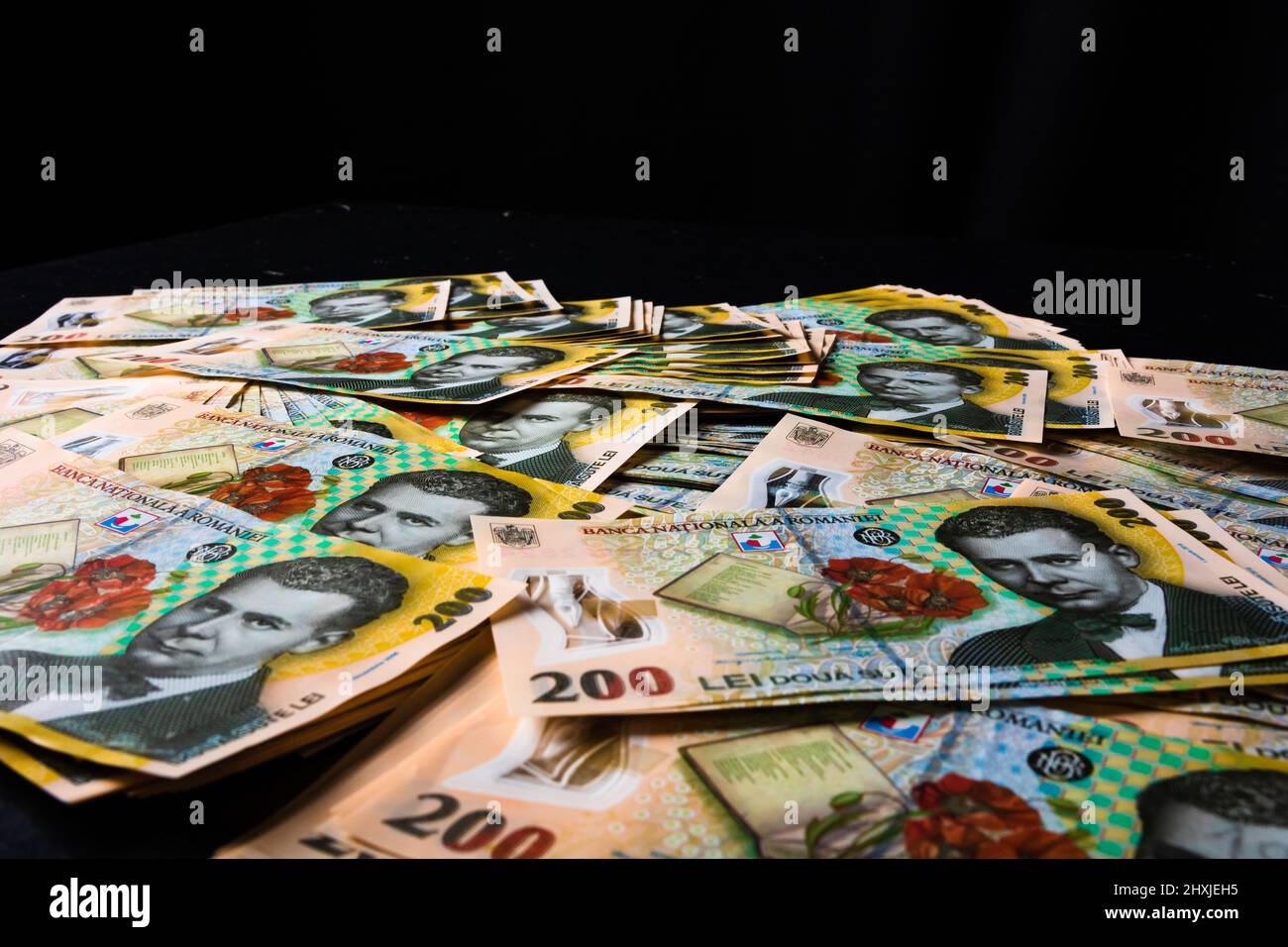 Stack of LEI Romanian money. RON Leu Money European Currency Stock ...