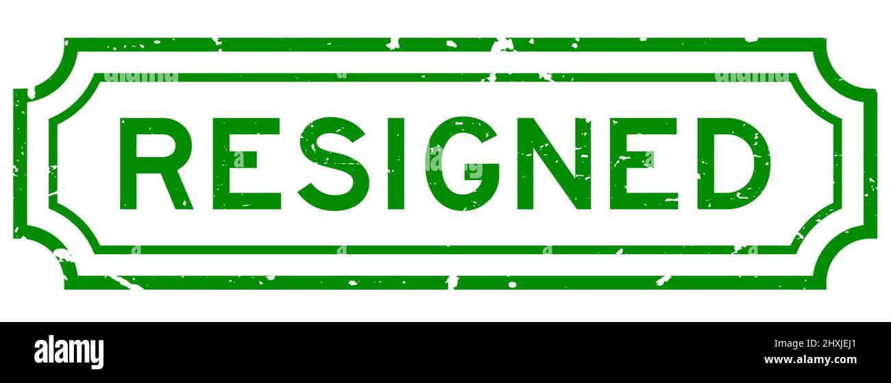 Grunge green resigned word rubber seal stamp on white background Stock ...