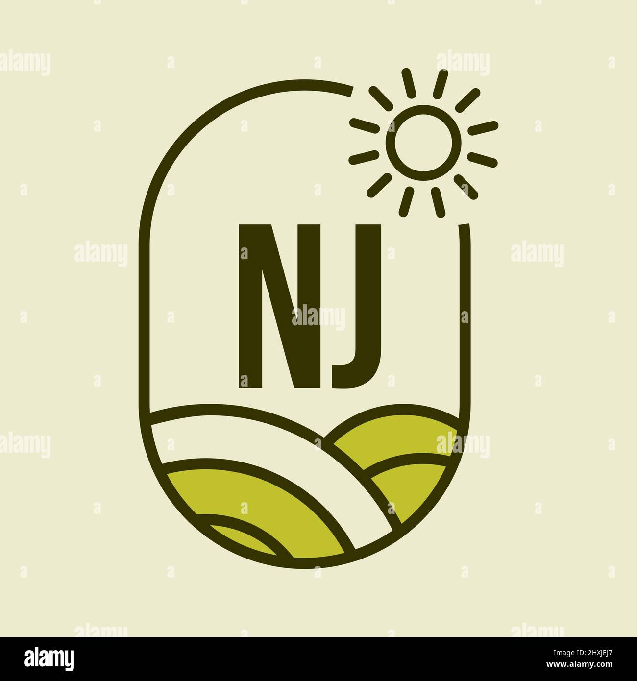 Agriculture Logo On Letter NJ Emblem Template. Letter NJ Agro Farm ...