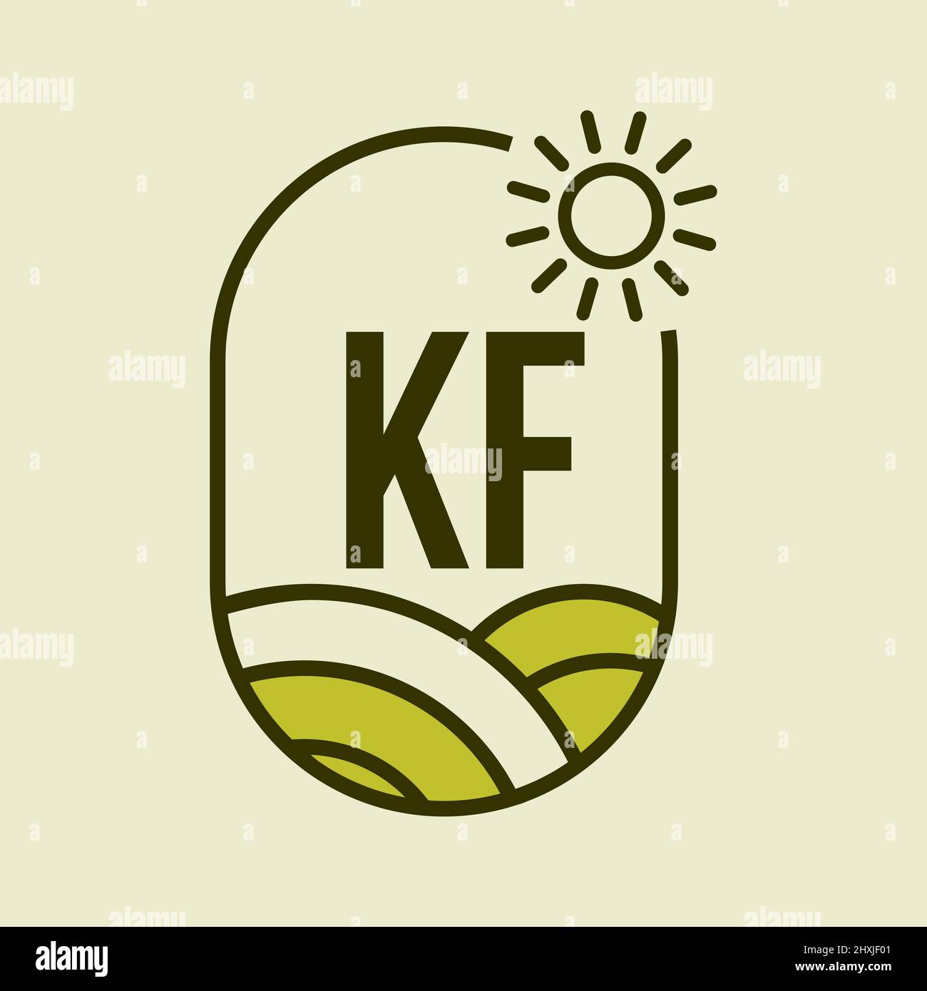 Agriculture Logo On Letter KF Emblem Template. Letter KF Agro Farm ...