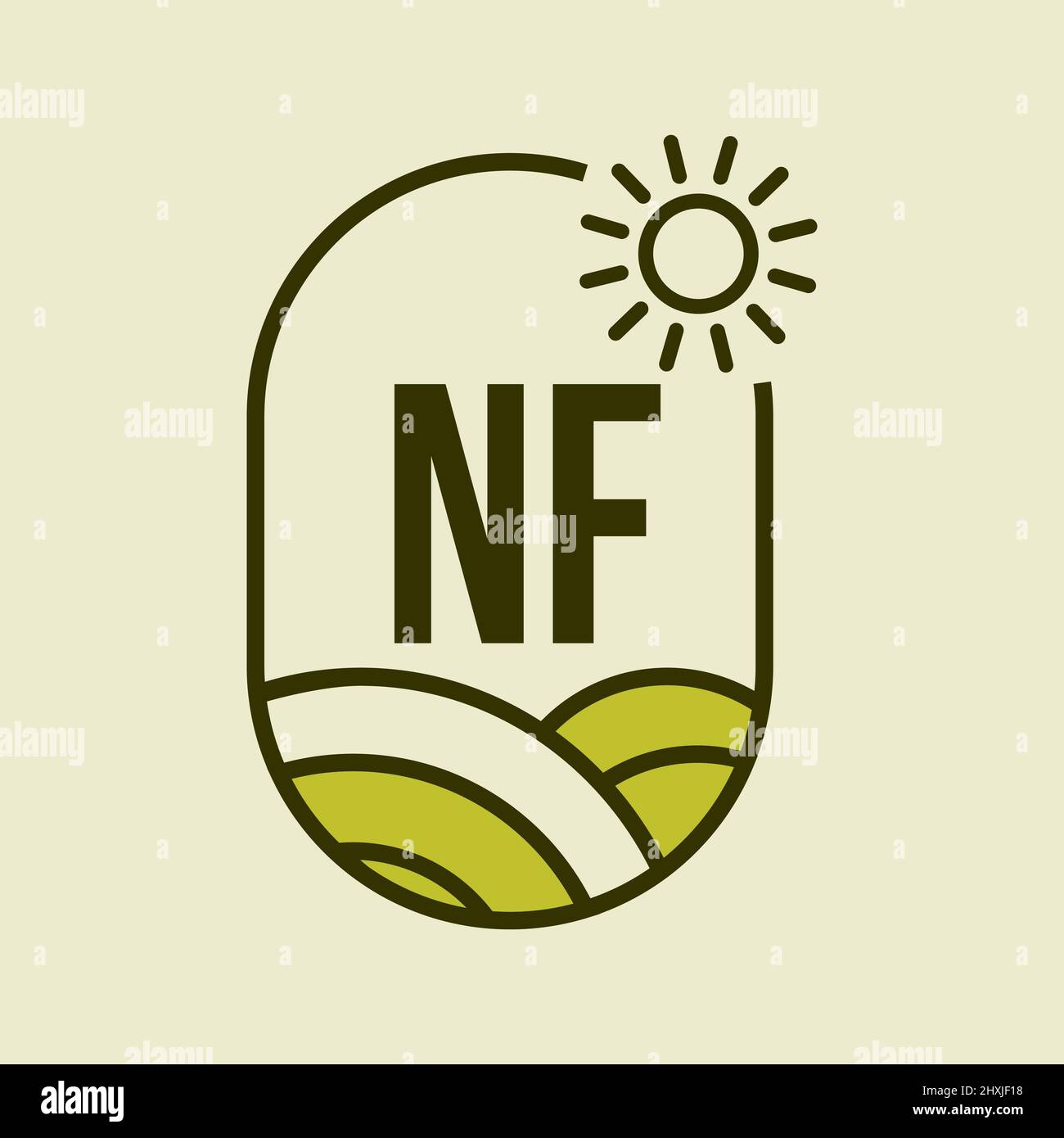 Agriculture Logo On Letter NF Emblem Template. Letter NF Agro Farm ...