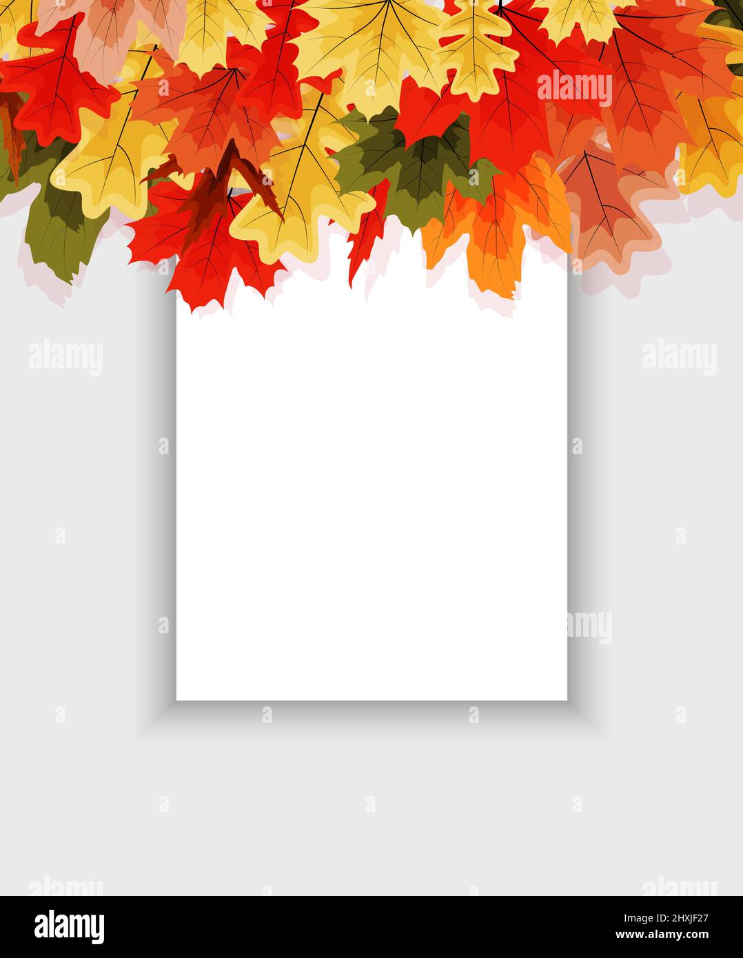 Autumn natural background template with falling leaves Stock Photo - Alamy