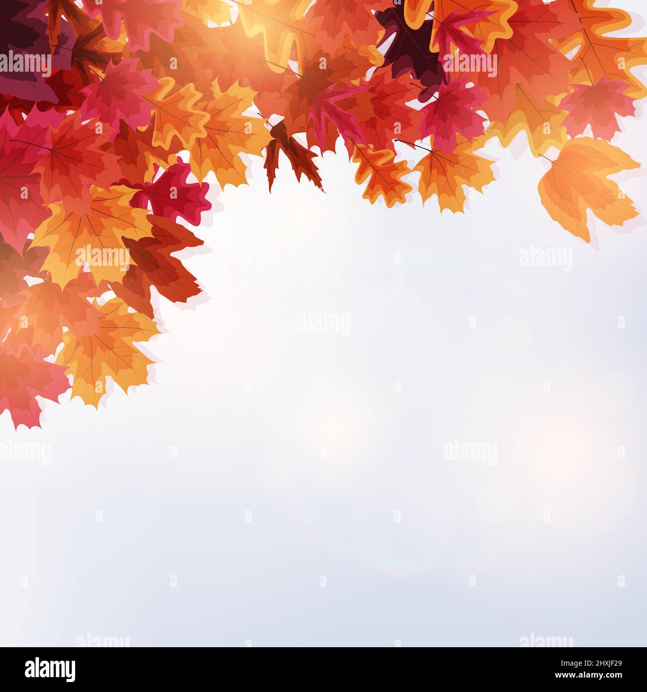 Autumn natural background template with falling leaves Stock Photo - Alamy
