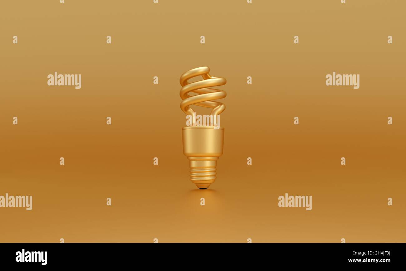 Golden Light bulb on gold background. renewable and ecological energies ...