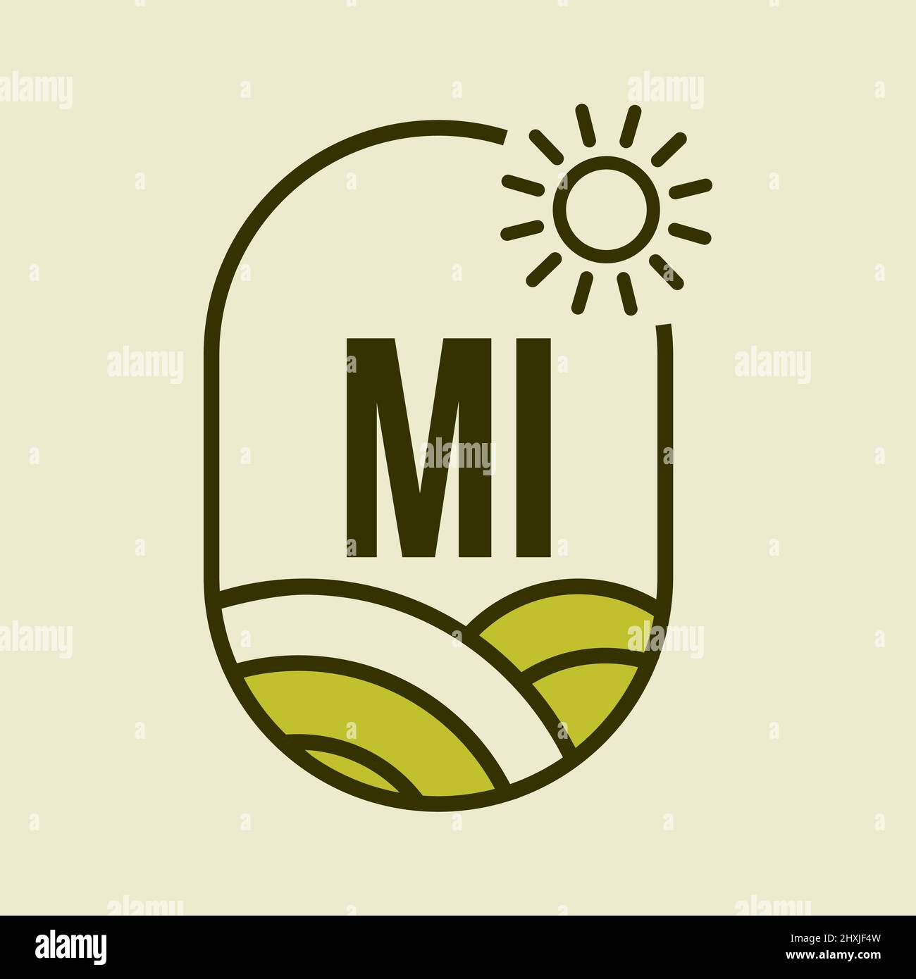 Agriculture Logo On Letter MI Emblem Template. Letter MI Agro Farm ...