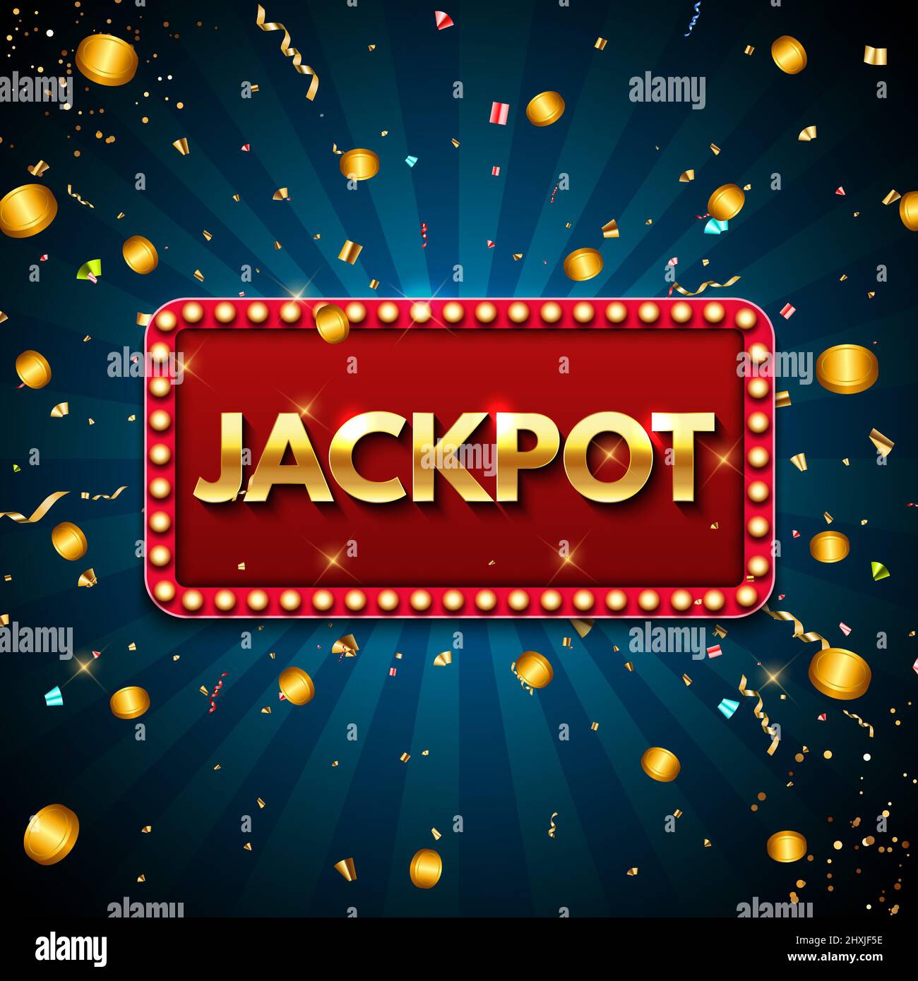 Jackpot background with falling gold confetti. Casino or lottery ...