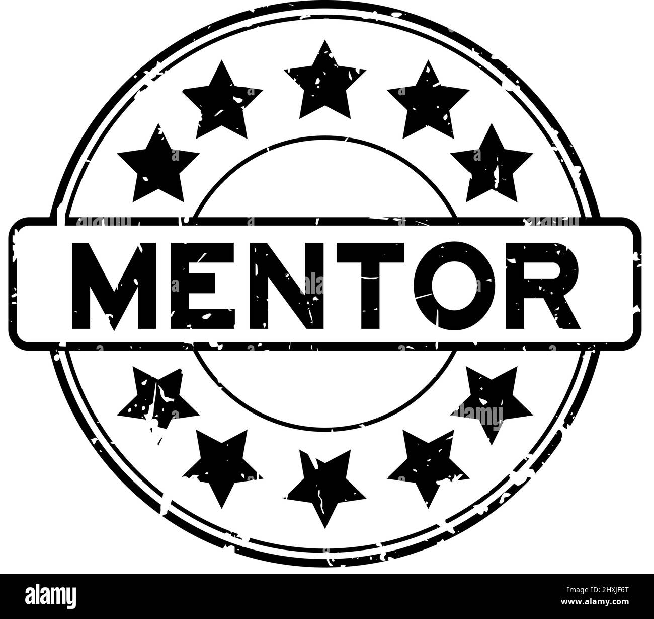Grunge black mentor word with star icon round rubber seal stamp on ...