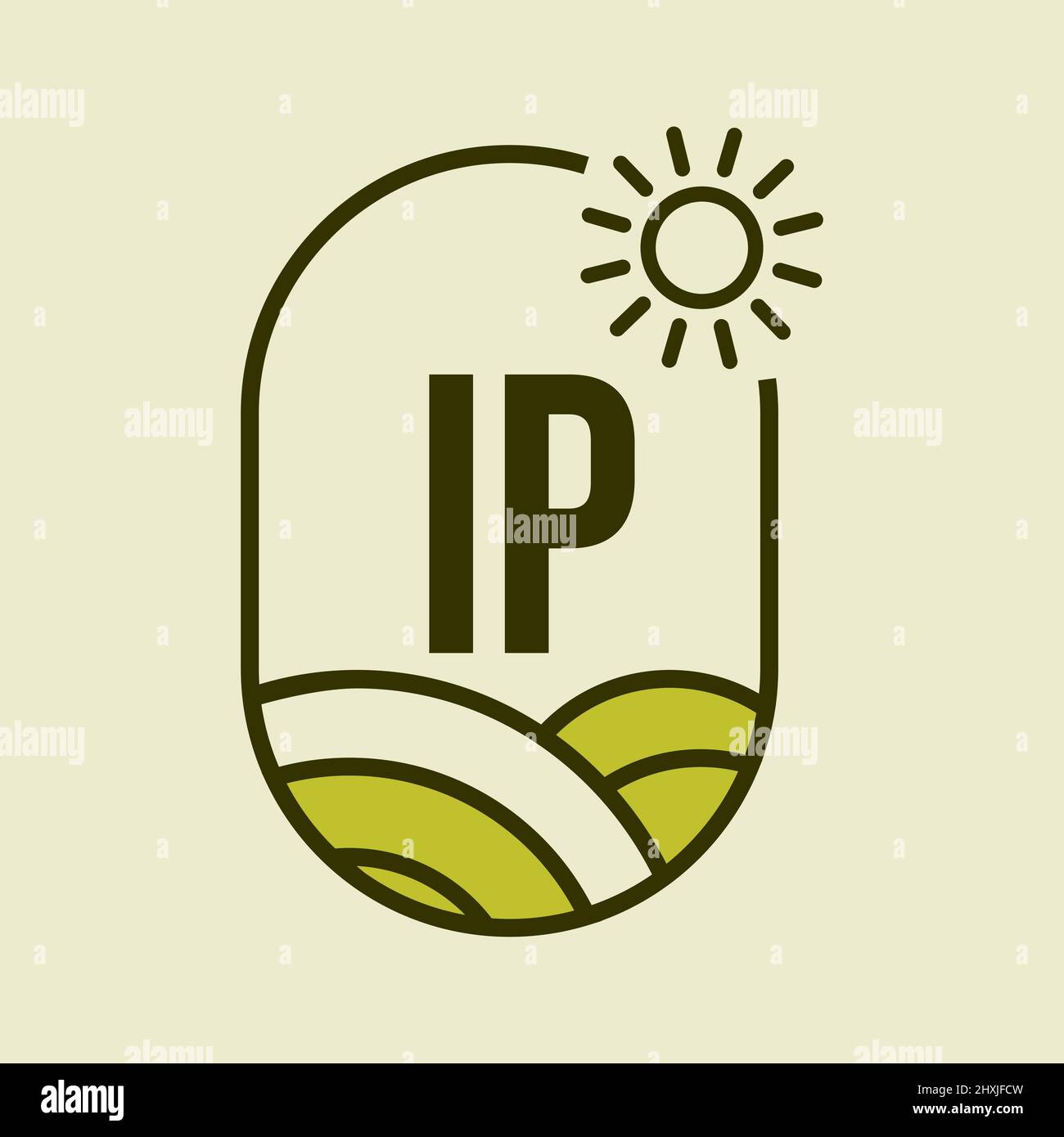 Agriculture Logo On Letter IP Emblem Template. Letter IP Agro Farm ...