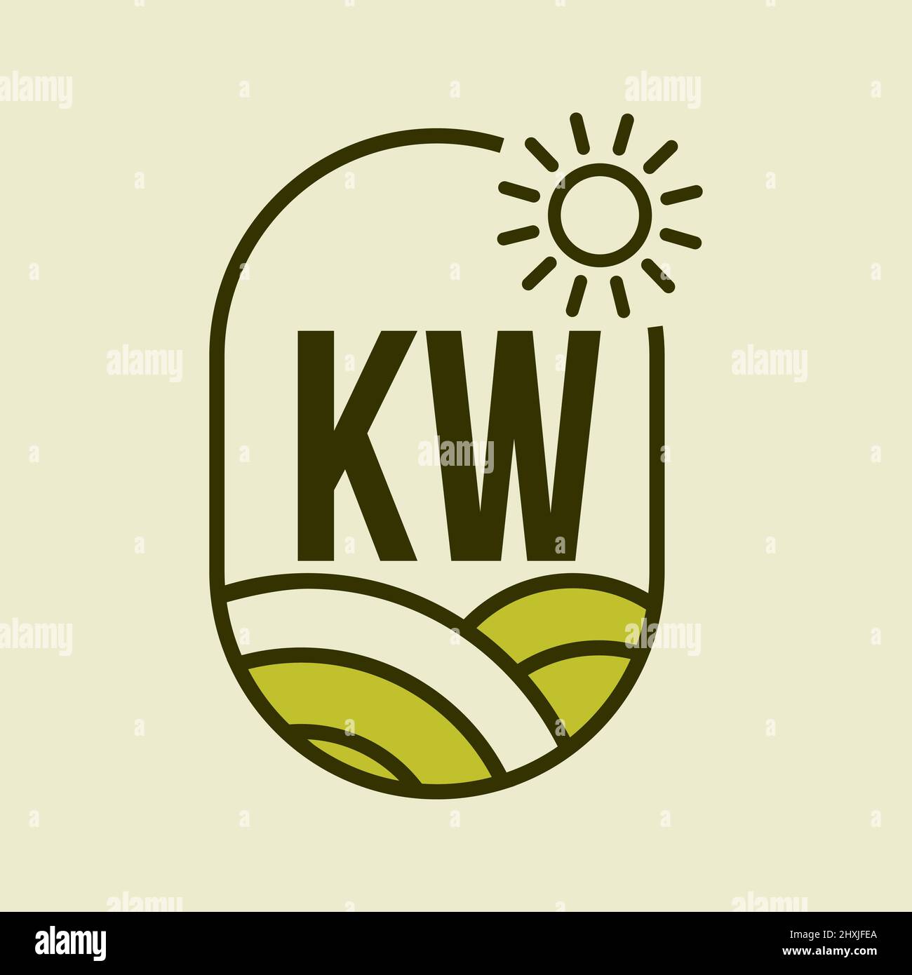 Agriculture Logo On Letter KW Emblem Template. Letter KW Agro Farm ...