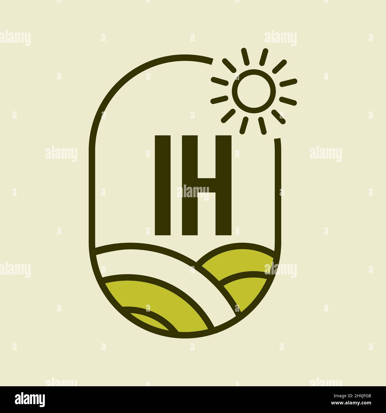 Agriculture Logo On Letter IH Emblem Template. Letter IH Agro Farm ...