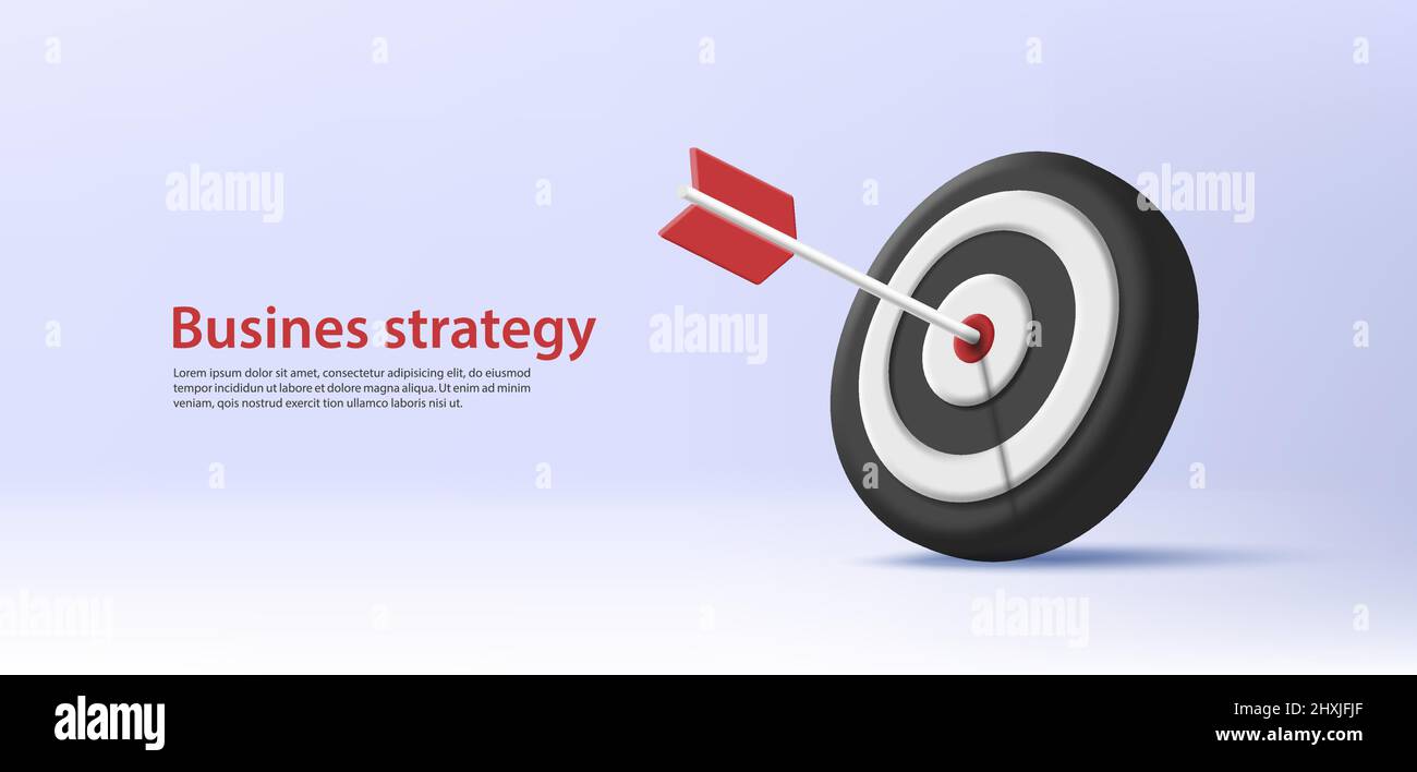 Business strategy web banner with 3d render target board with arrow ...