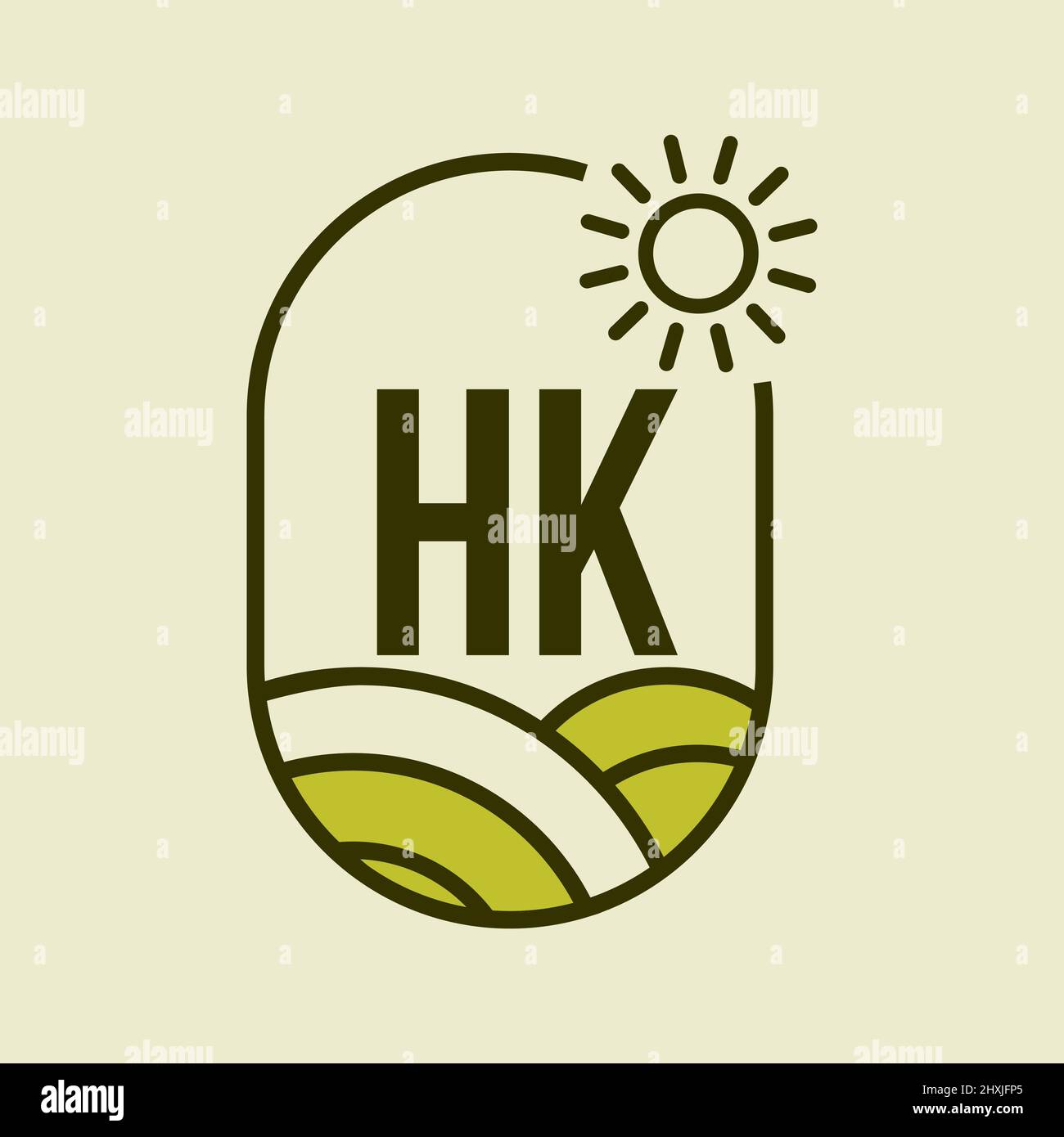 Agriculture Logo On Letter HK Emblem Template. Letter HK Agro Farm ...