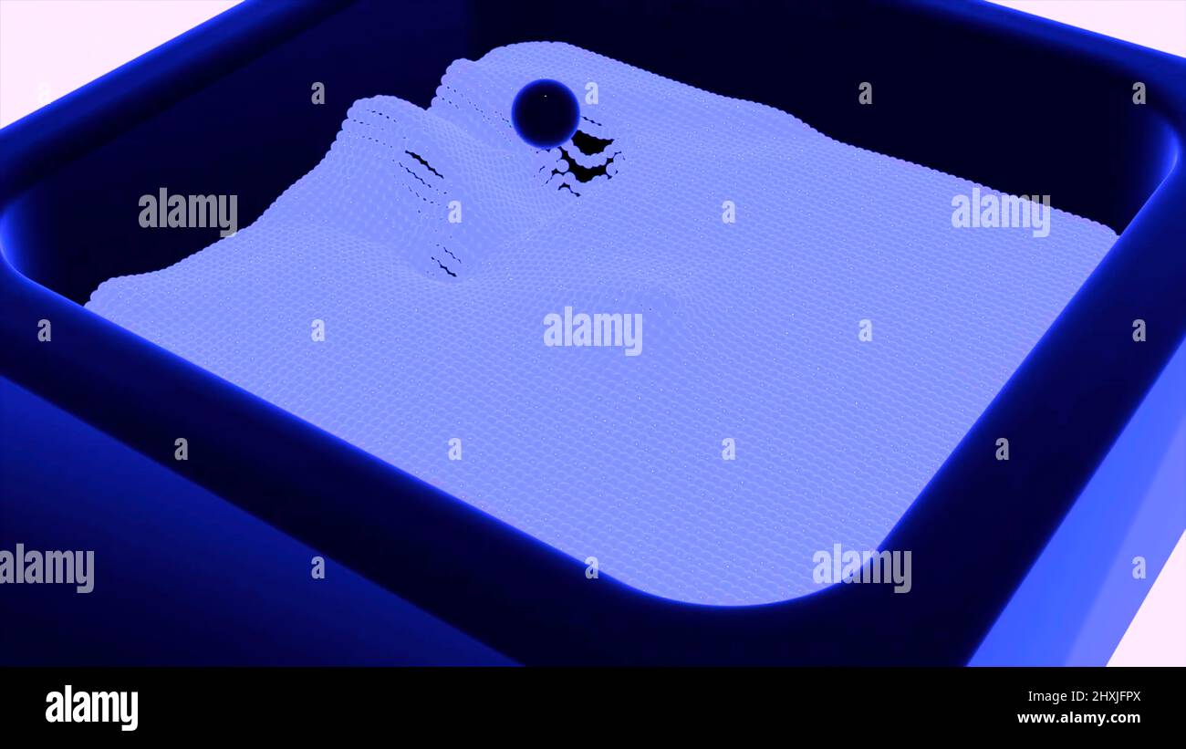 Fluctuation of liquid from movements of ball on surface. Design. 3D ...