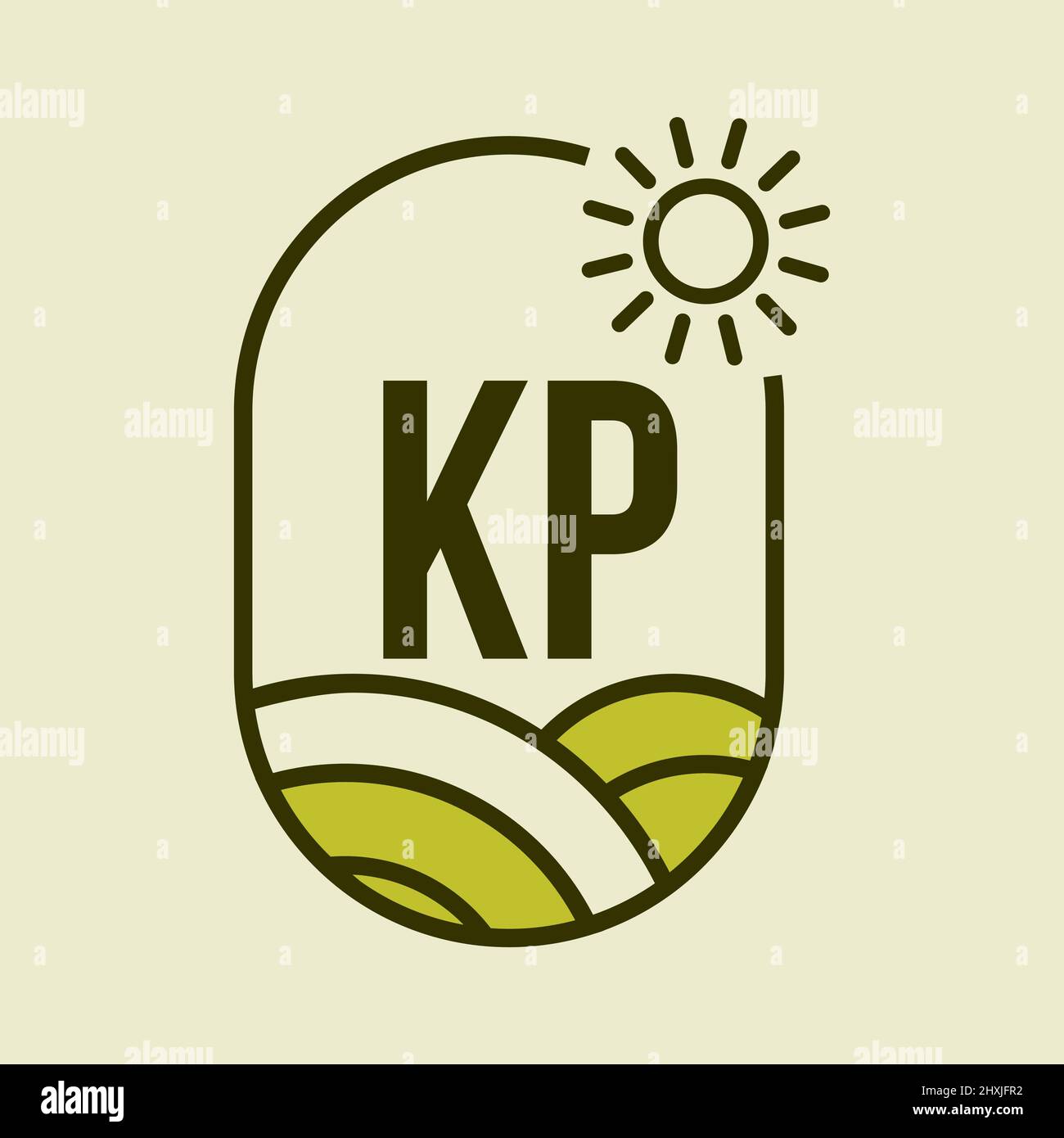 Agriculture Logo On Letter KP Emblem Template. Letter KP Agro Farm ...