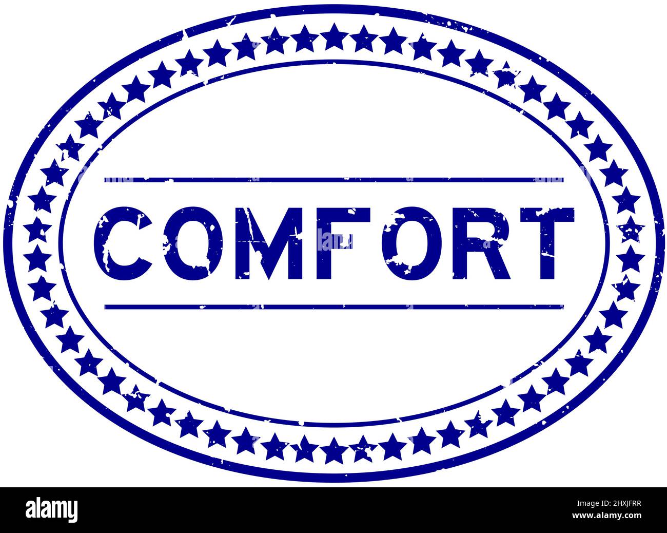 Grunge blue comfort word oval rubber seal stamp on white background ...