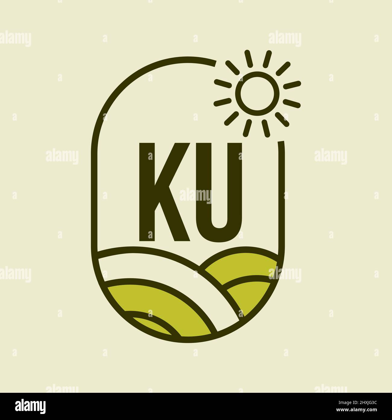 Agriculture Logo On Letter KU Emblem Template. Letter KU Agro Farm ...