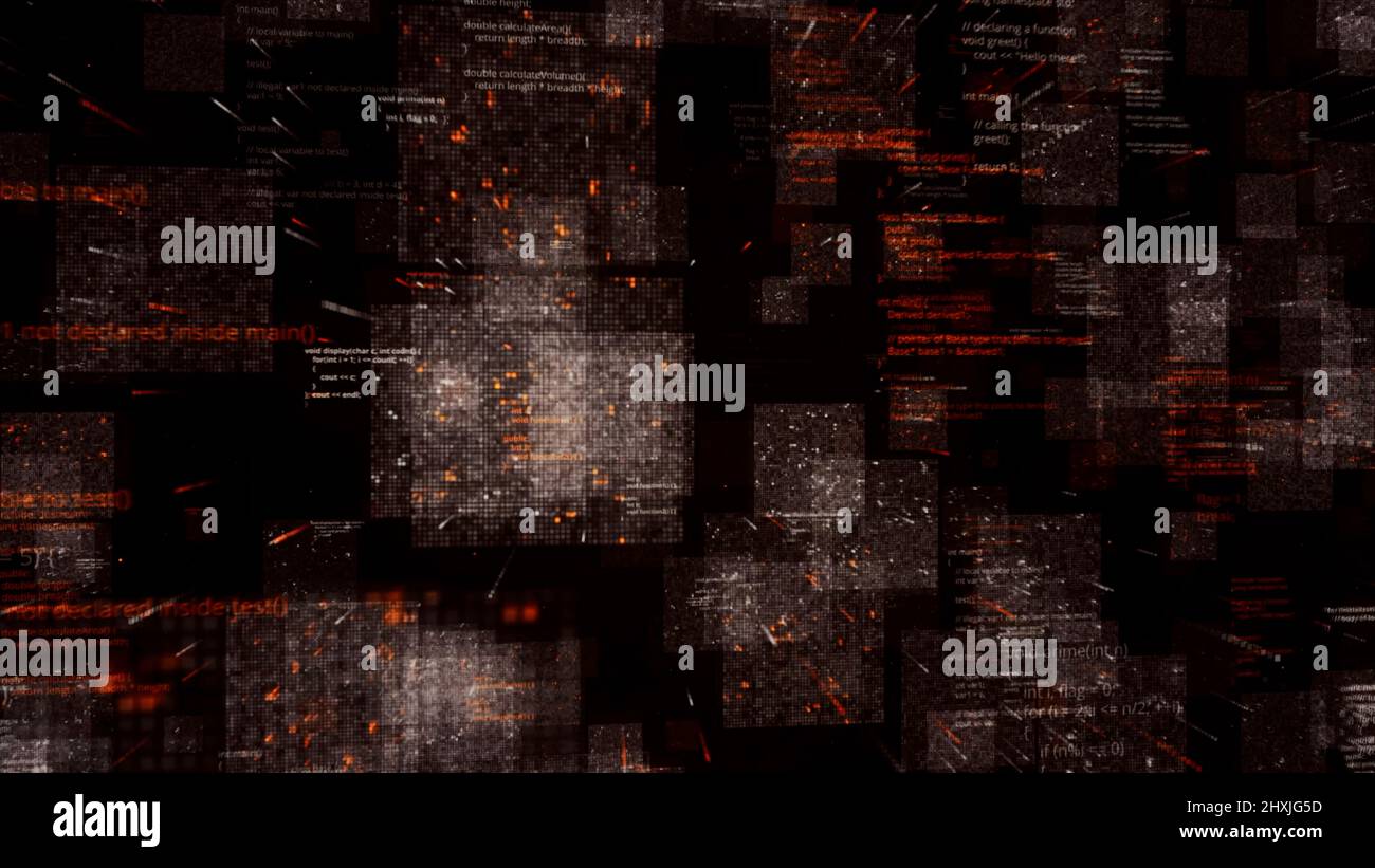 Futuristic abstract programming red digital code, seamless loop ...