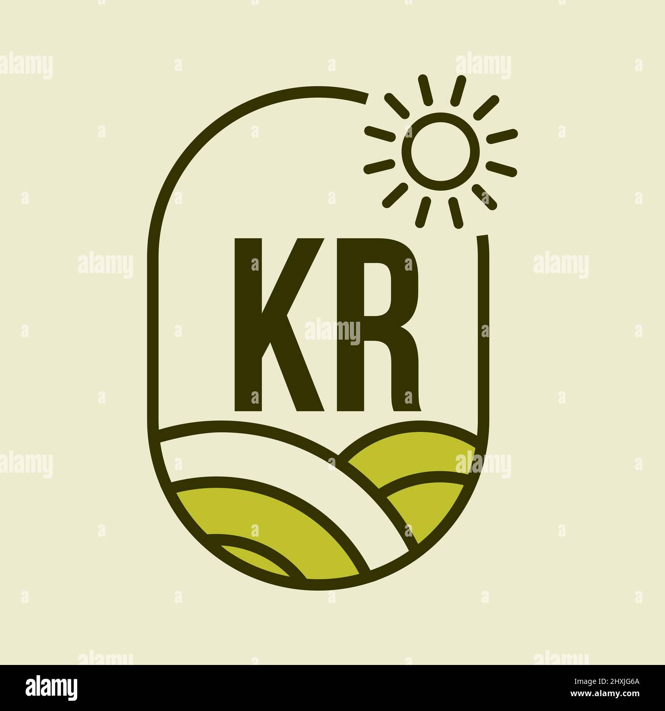 Agriculture Logo On Letter KR Emblem Template. Letter KR Agro Farm ...