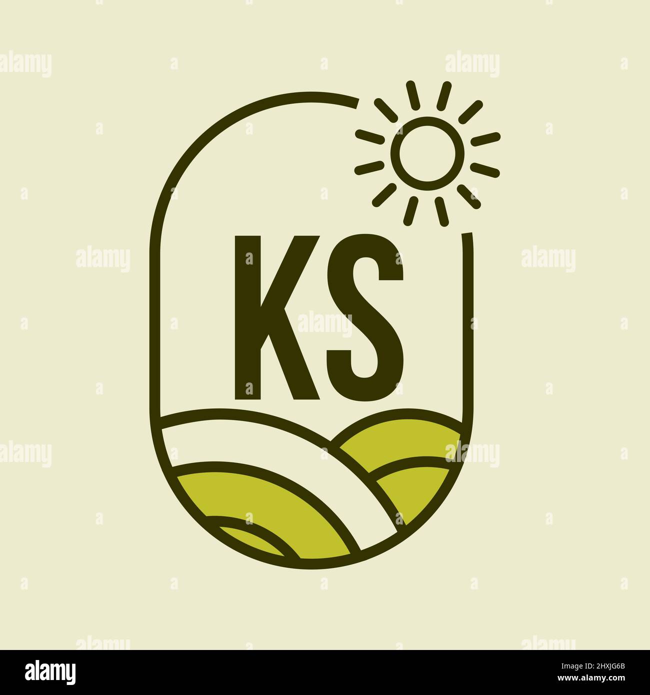 Agriculture Logo On Letter KS Emblem Template. Letter KS Agro Farm ...