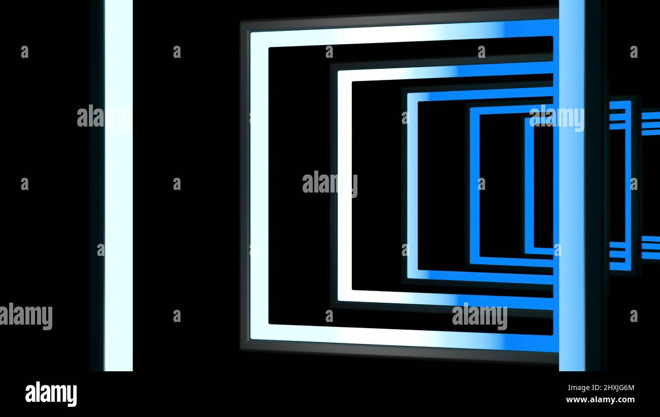 Movement in curved tunnel of squares. Design. Square tunnel moving and ...