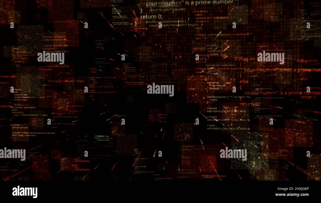 Futuristic abstract programming red digital code, seamless loop ...