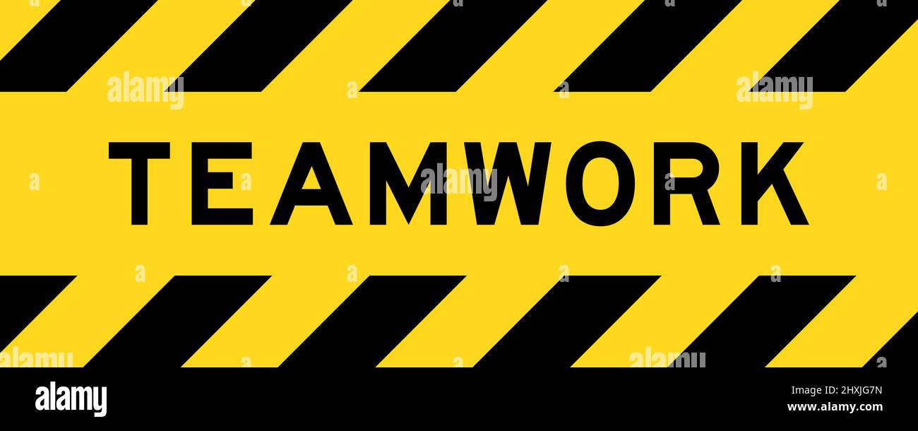 Yellow and black color with line striped label banner with word ...