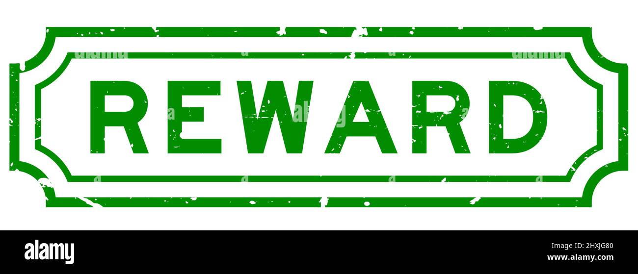 Grunge green reward word square rubber seal stamp on white background ...