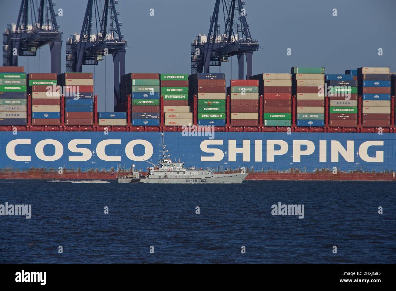 Border Force patrol vessel HMC Vigilant passing through Harwich Haven ...