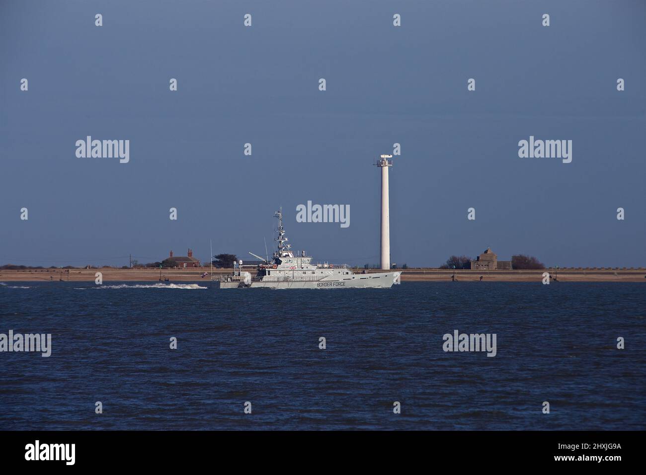 Border Force patrol vessel HMC Vigilant passing through Harwich Haven ...