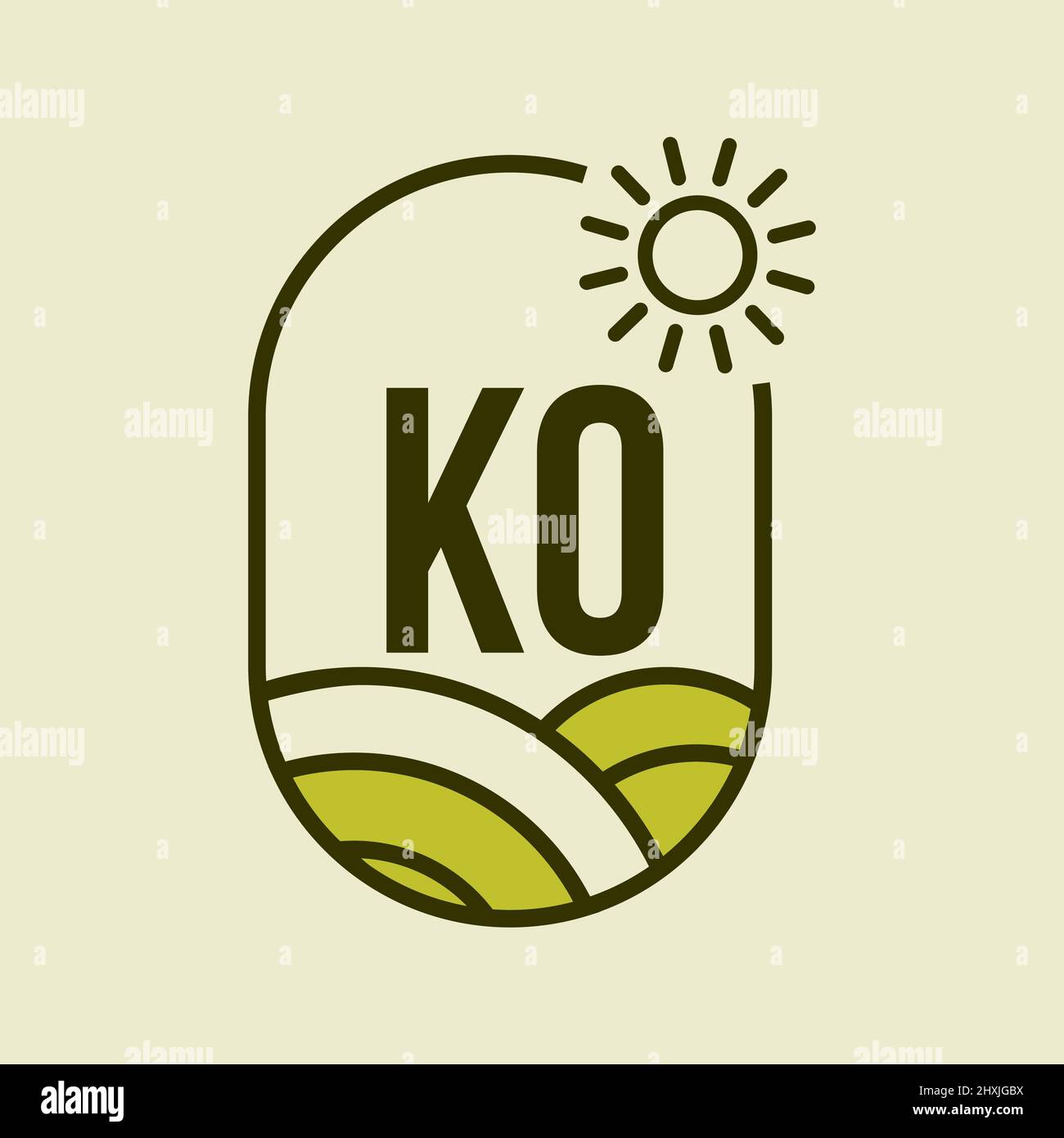 Agriculture Logo On Letter KO Emblem Template. Letter KO Agro Farm ...