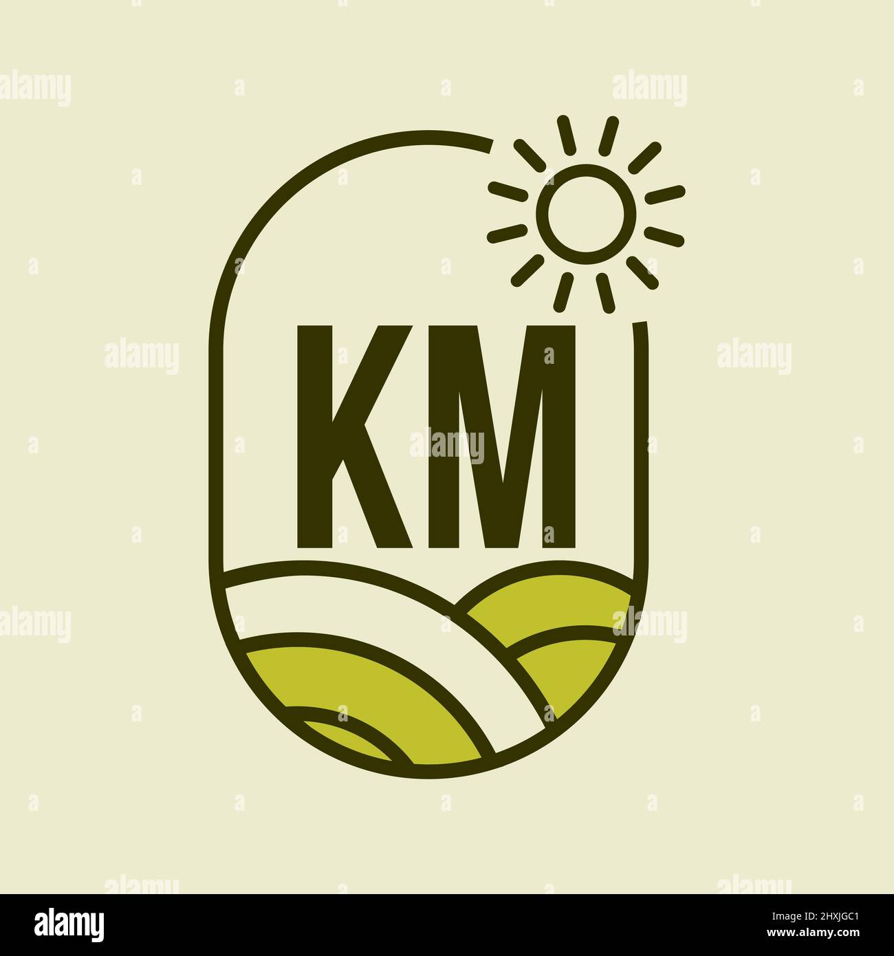 Agriculture Logo On Letter KM Emblem Template. Letter KM Agro Farm ...