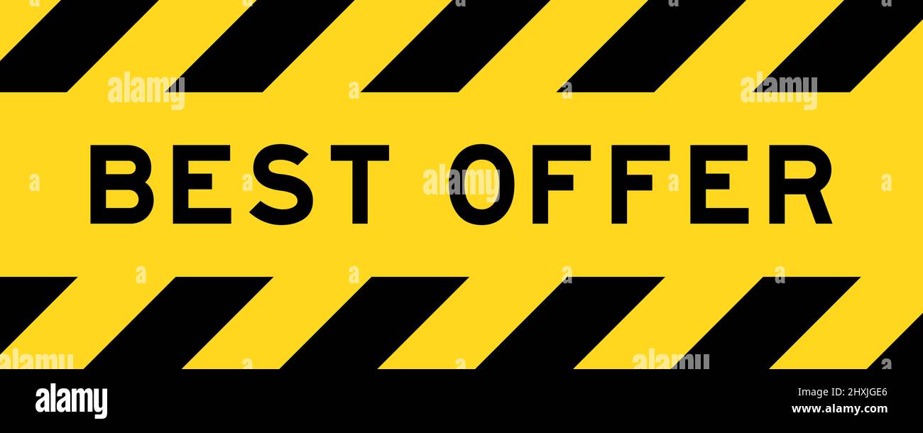 Yellow and black color with line striped label banner with word best ...