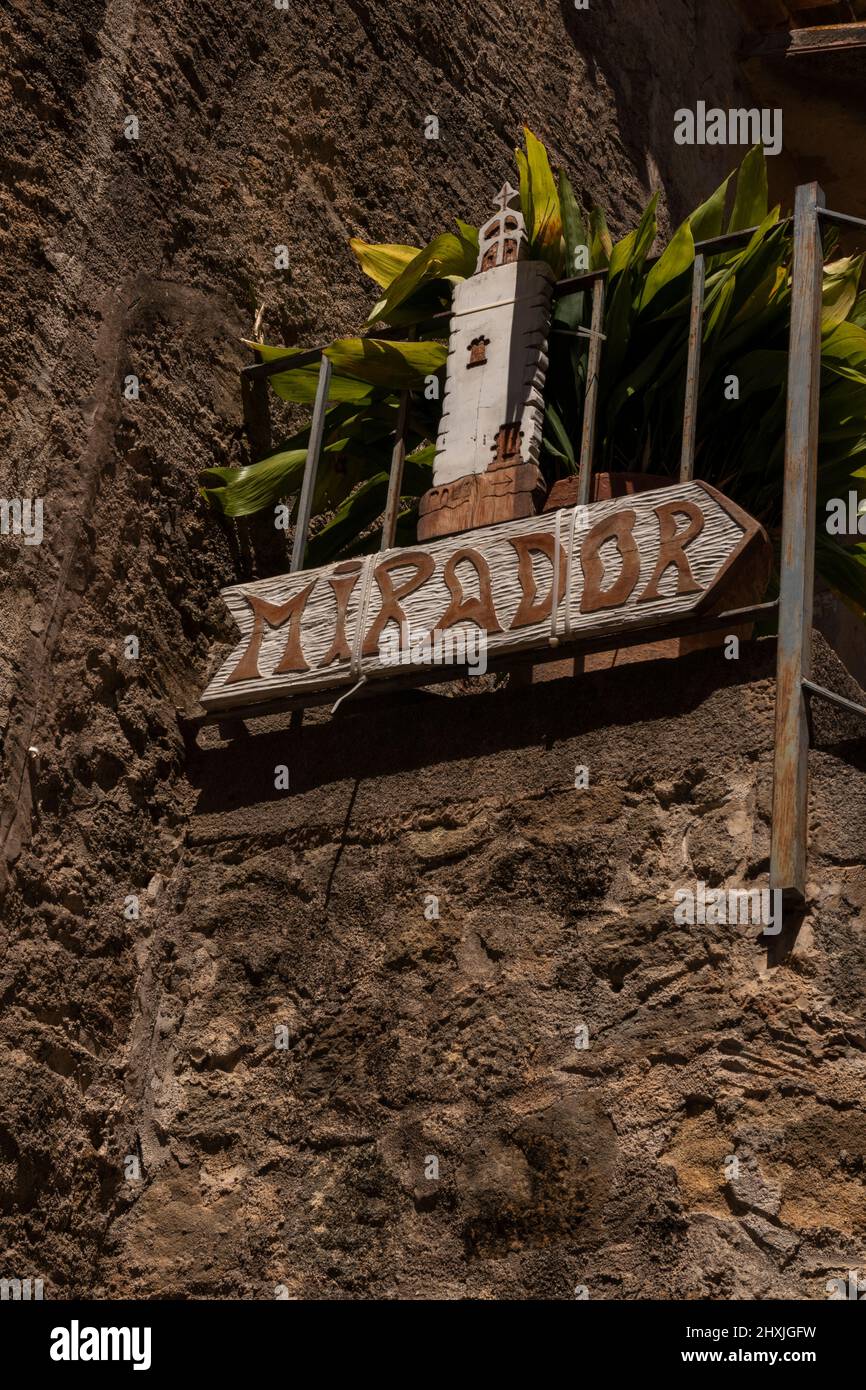 viewpoint sign in a medieval town in the north of spain Stock Photo - Alamy