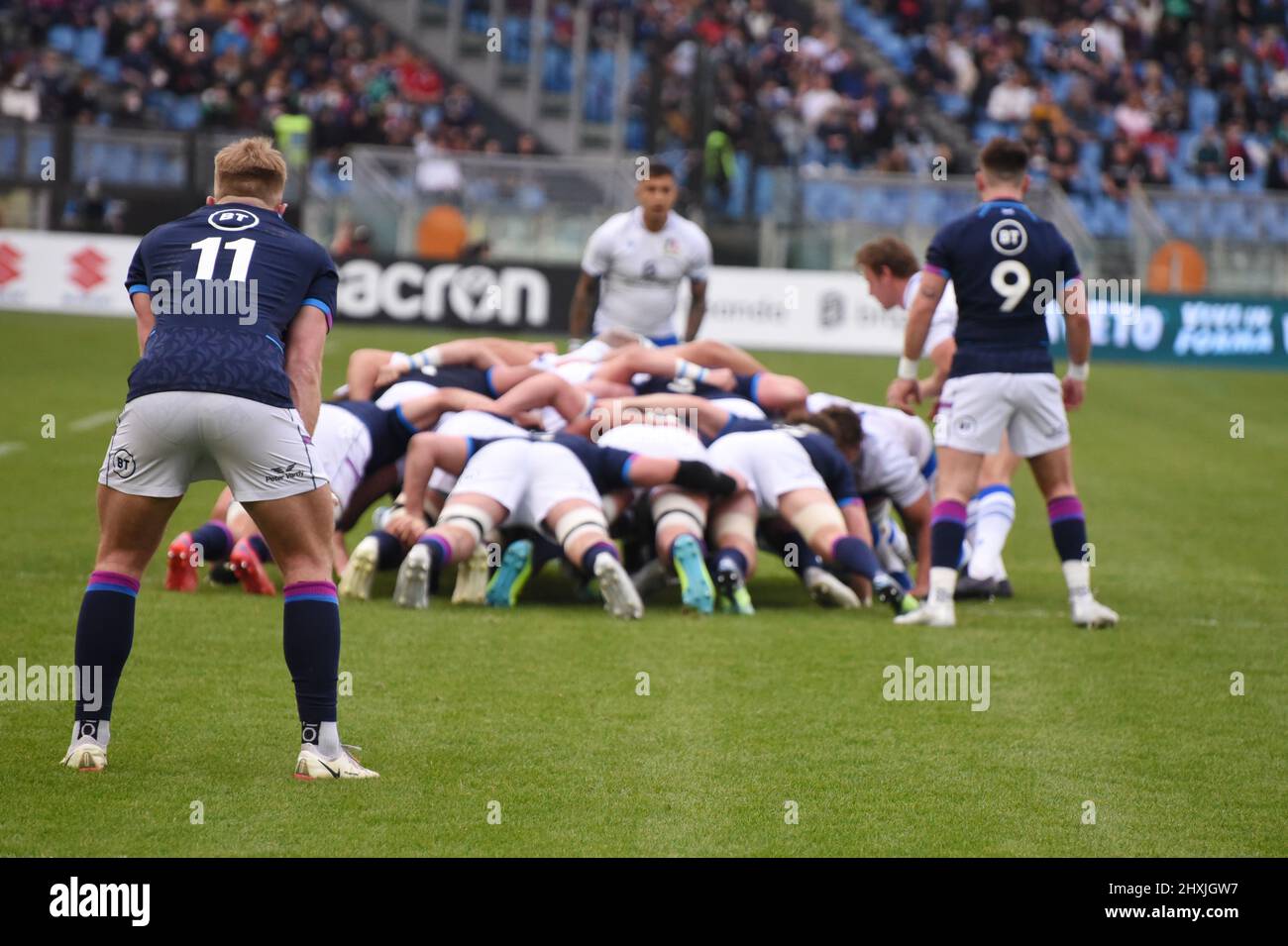 Rome, Italy March 2022: Guinness Six Nations of rugby, scrum on the ...
