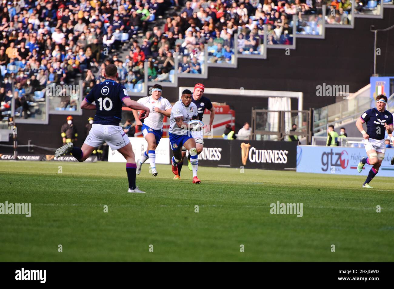 Rome, Italy March 2022: Guinness Six Nations of rugby, the Italian wing ...