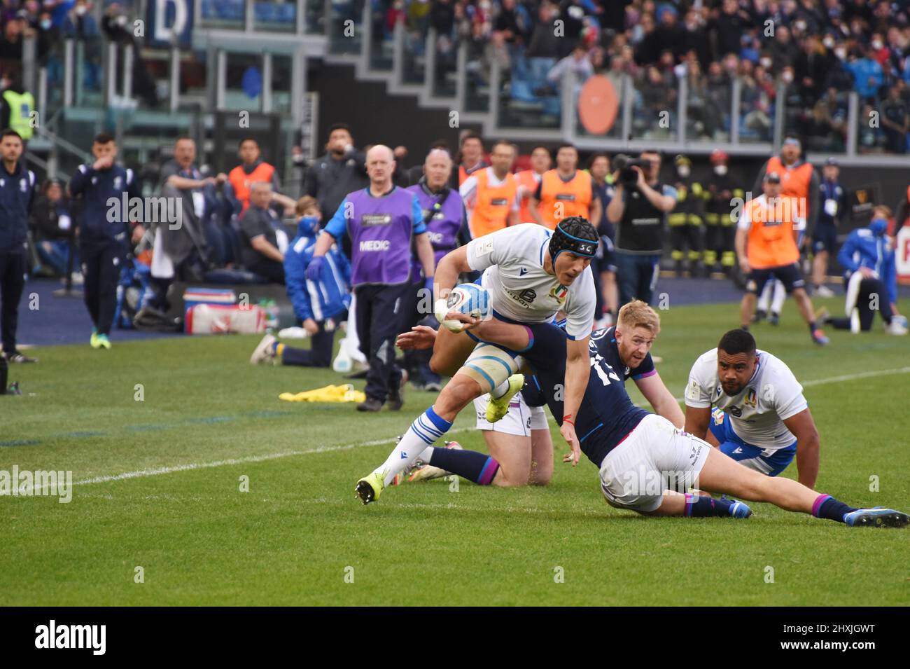 Rome, Italy March 2022: Guinness Six Nations of rugby, the italian lock ...
