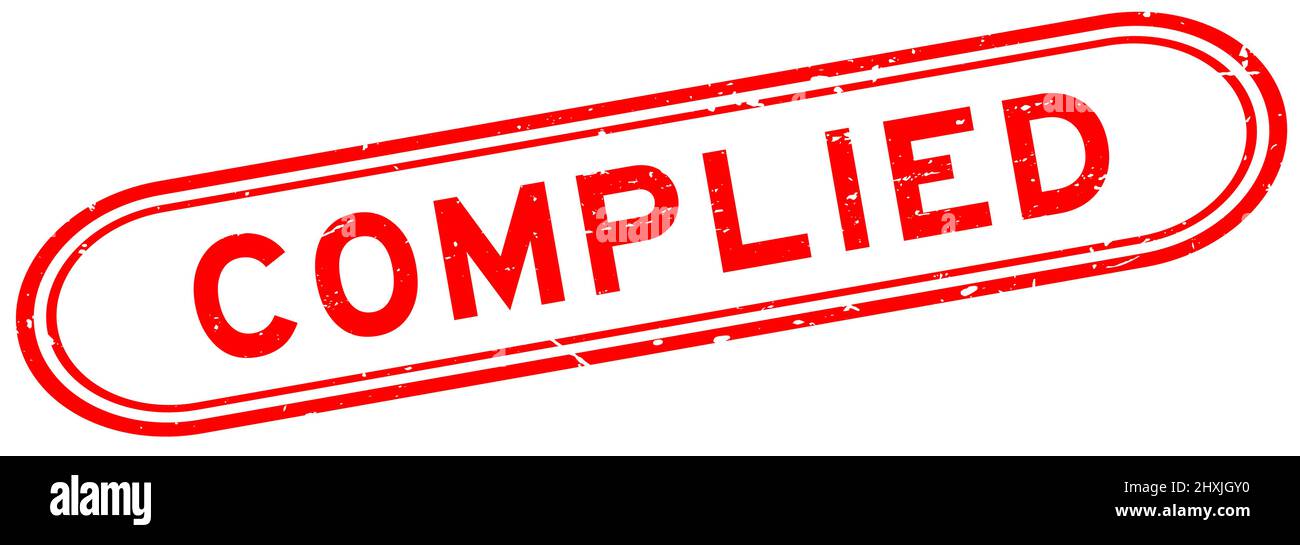 Grunge red complied word rubber seal stamp on white background Stock ...