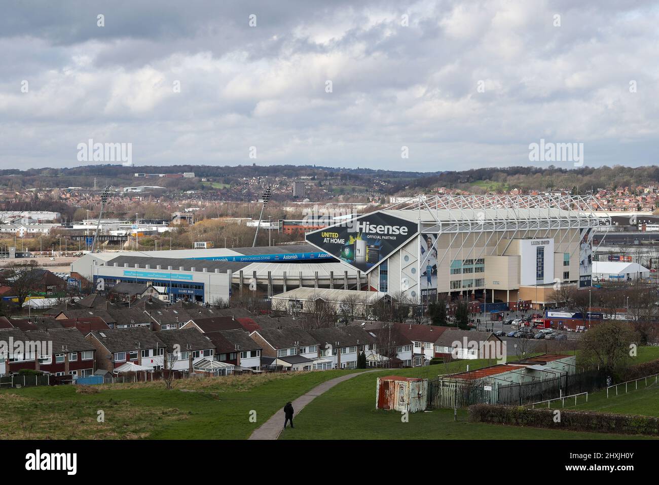 General view outside Elland Road Stadium ahead of today's game in Leeds ...