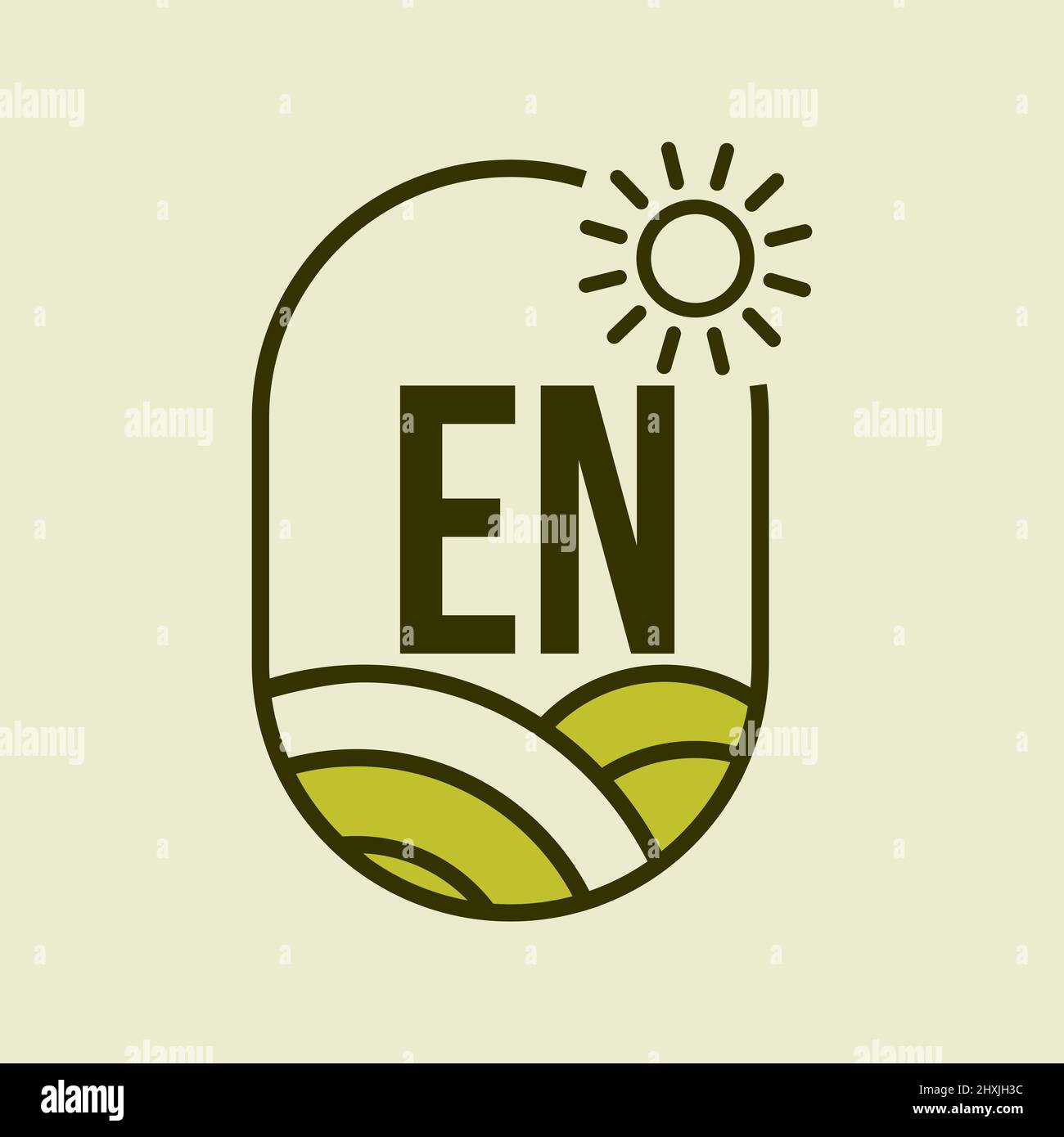 Agriculture Logo On Letter EN Emblem Template. Letter EN Agro Farm ...