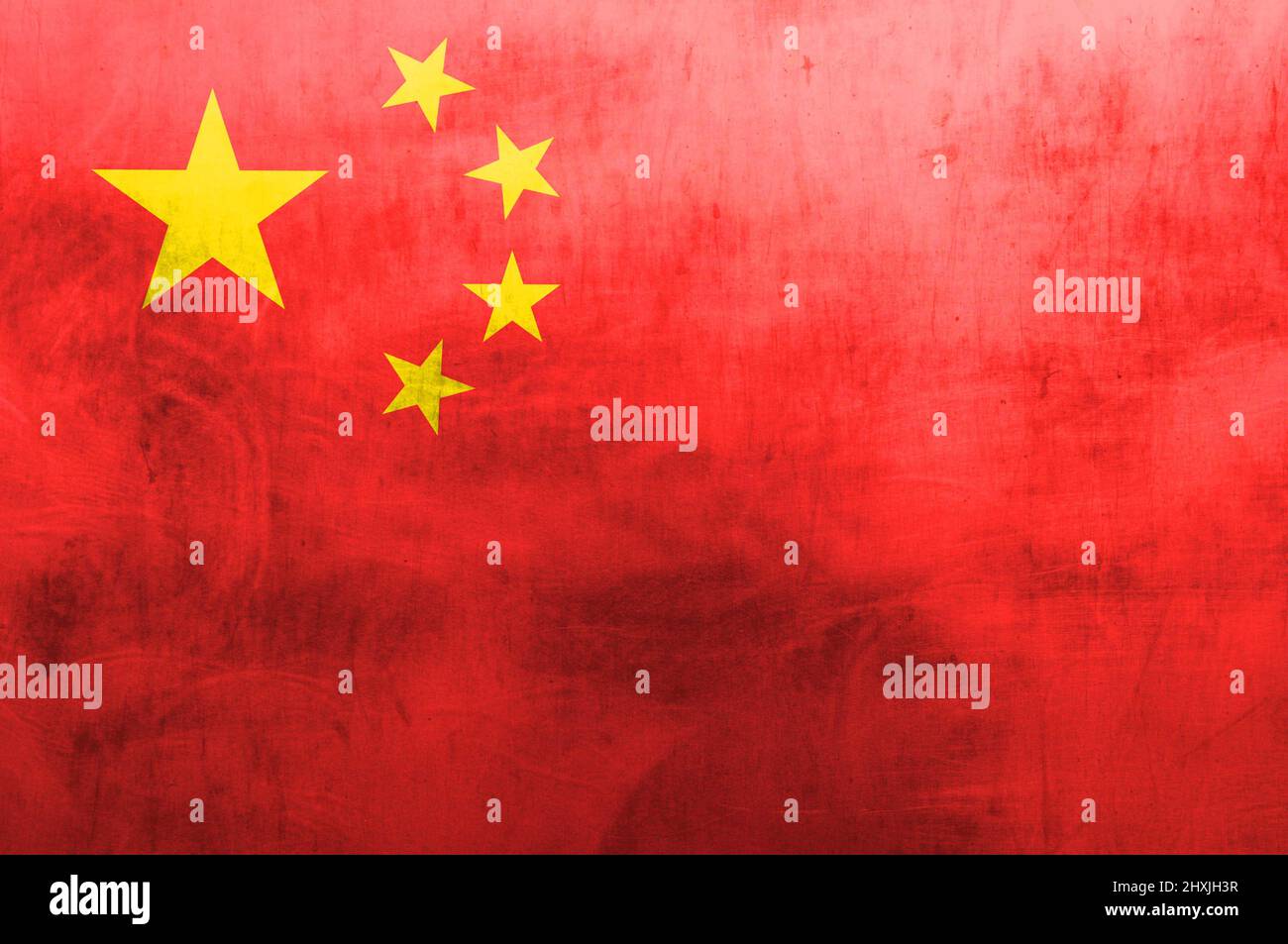 Vintage image of the national flag of China on a metal surface ...