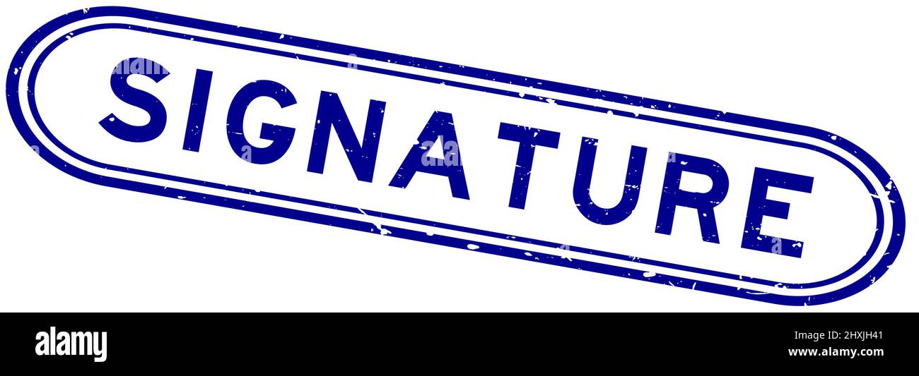 Grunge blue signature word rubber seal stamp on white background Stock ...