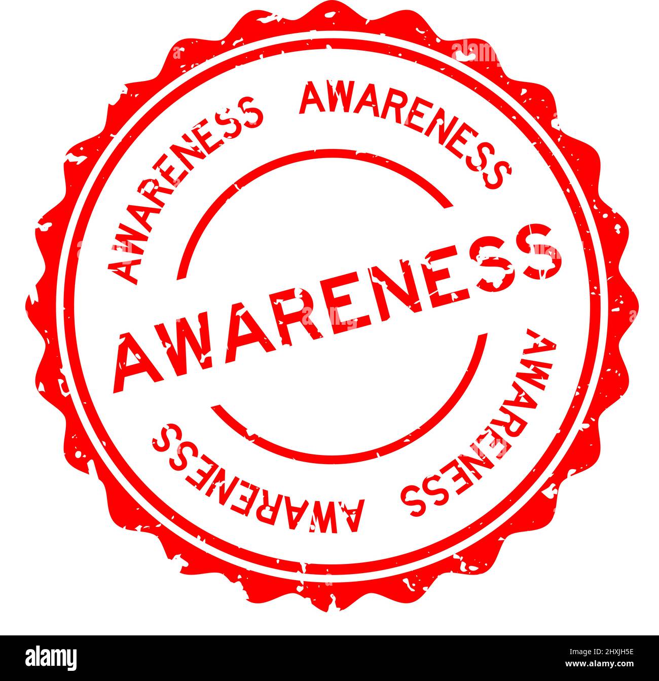 Grunge red awareness word round rubber seal stamp on white background ...