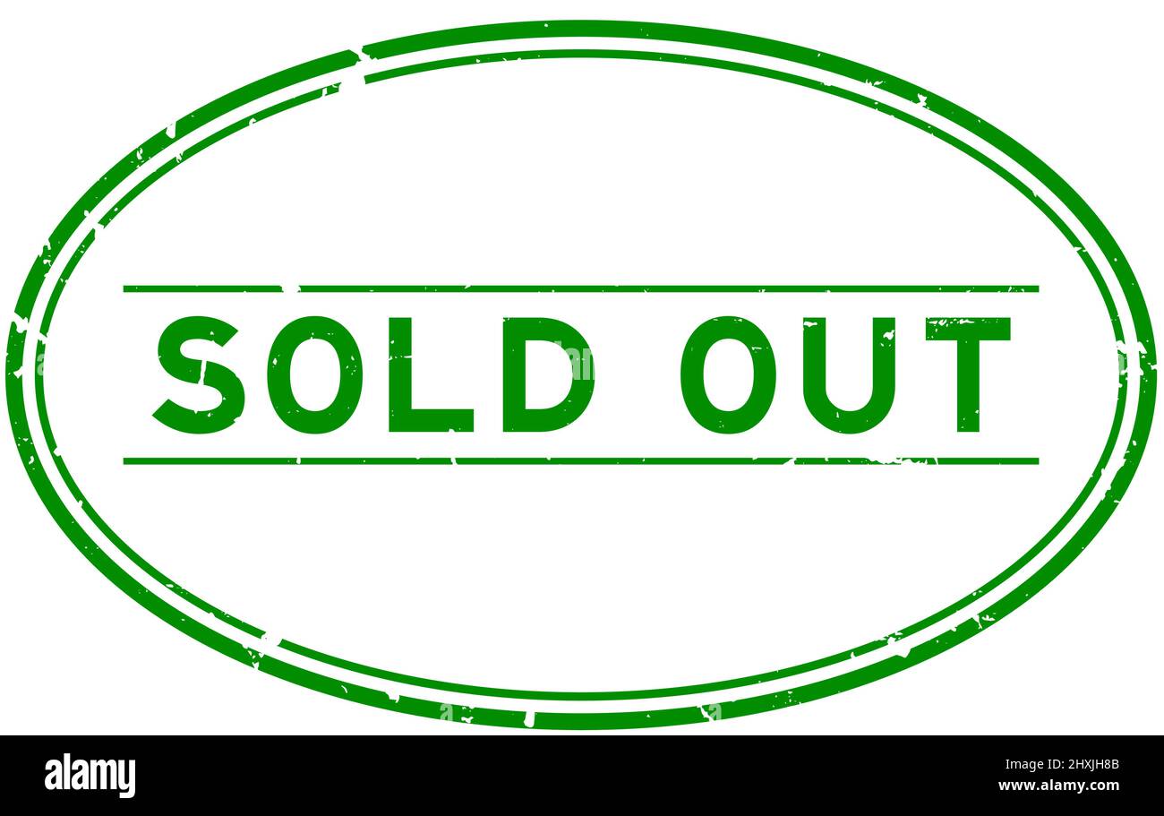 Grunge green sold out word oval rubber seal stamp on white background ...
